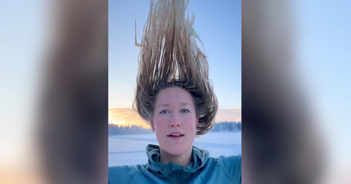 Ihr stehen die Haare zu Berge - dank Außentemperatur von minus 30 Grad ...
